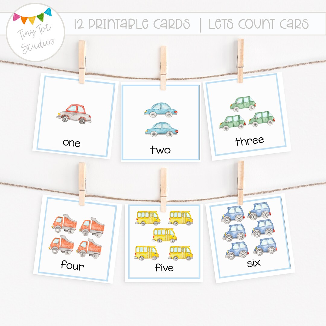 12 Car Flash Cards | Count to 12 | Educational Flash Cards | Pre-school ...