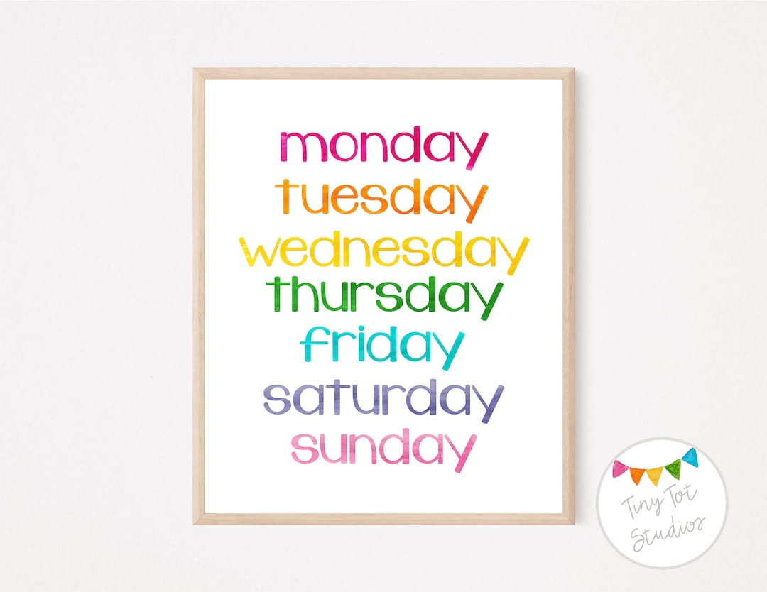 Educational Poster | Days of the Week | Educational Wall Art ...