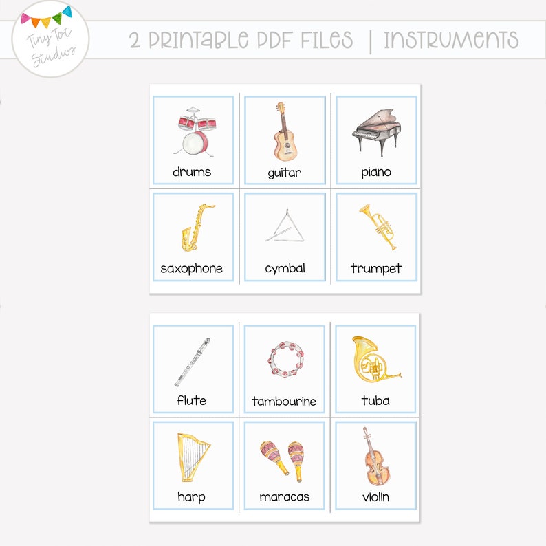12 Instrument Flash Cards Educational Flash Cards Pre-school ...