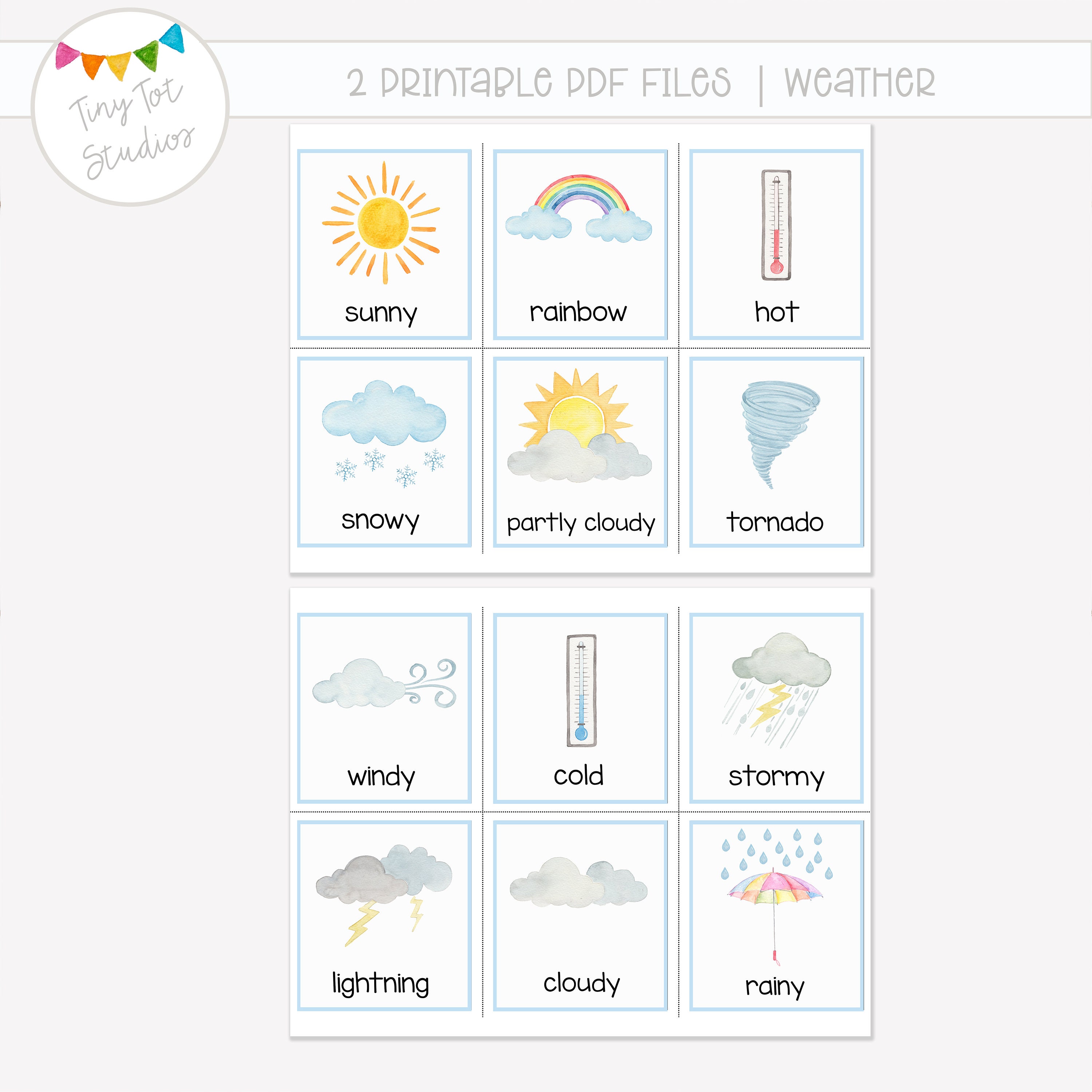 12 Weather Cards | Educational Flash Cards | Pre-school | Kindergarten ...