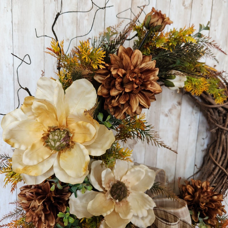 Neutral Cream and Brown Rustic, Everyday,grapevine Wreath With Bow for ...