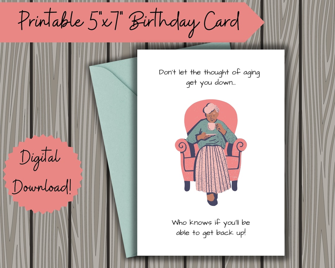 Happy Birthday Card, Old Woman, Digital Birthday Card, Printable Card ...