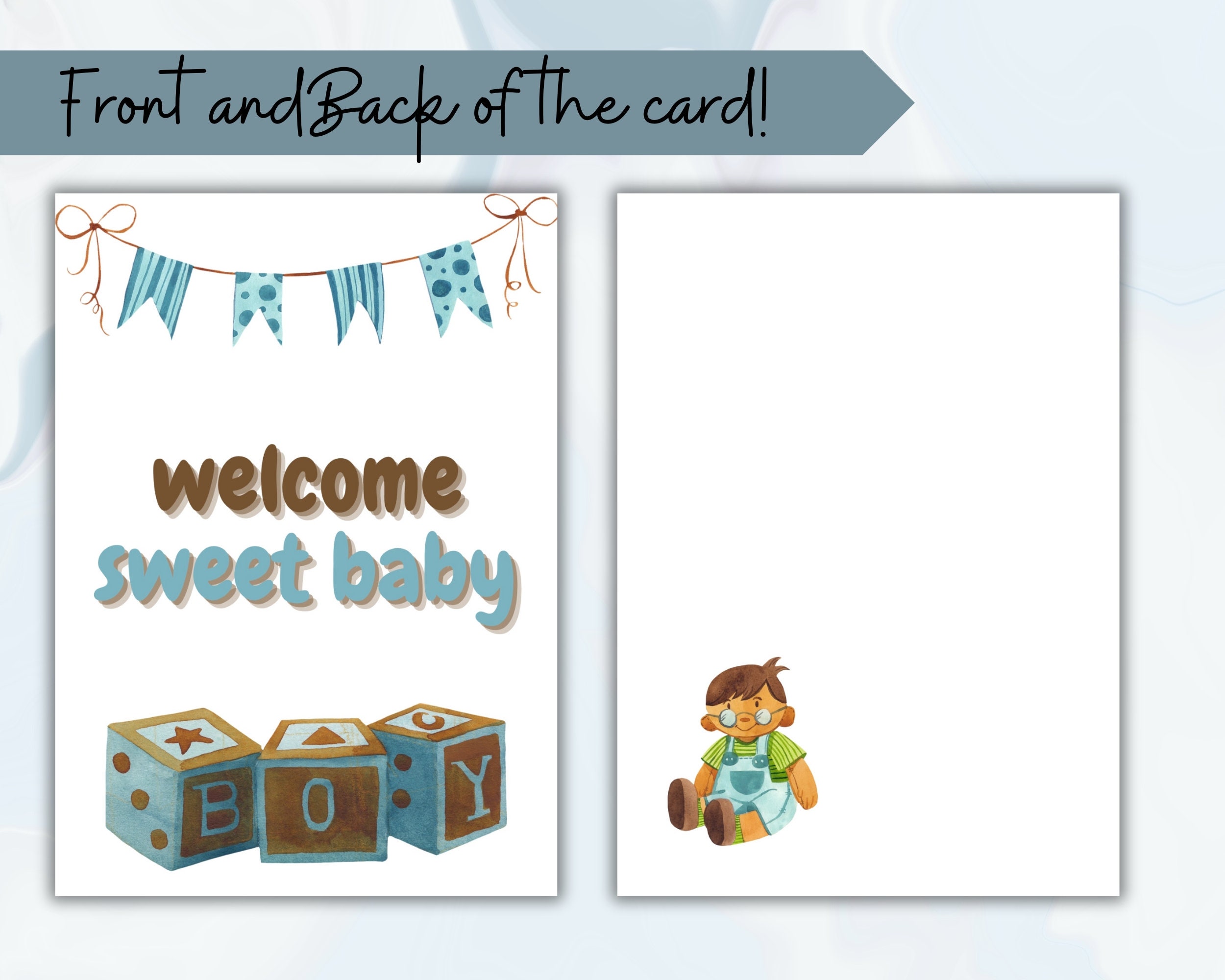 Welcome Baby Boy Card, Digital Card, Printable Card, Downloadable ...