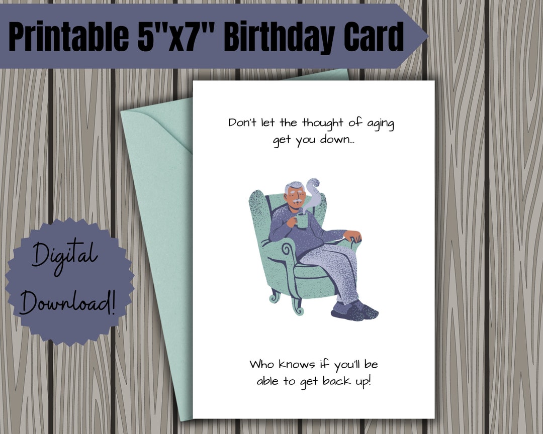 Happy Birthday Card, Old Man, Digital Birthday Card, Printable Card ...