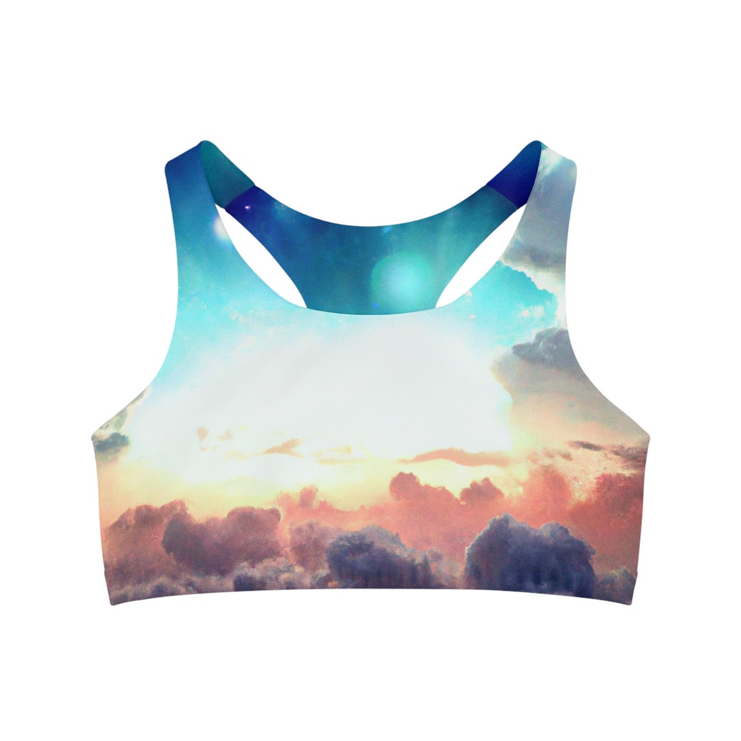 Sky and Clouds Pattern Sports Bra for Women, Girls, and Teens Sports ...