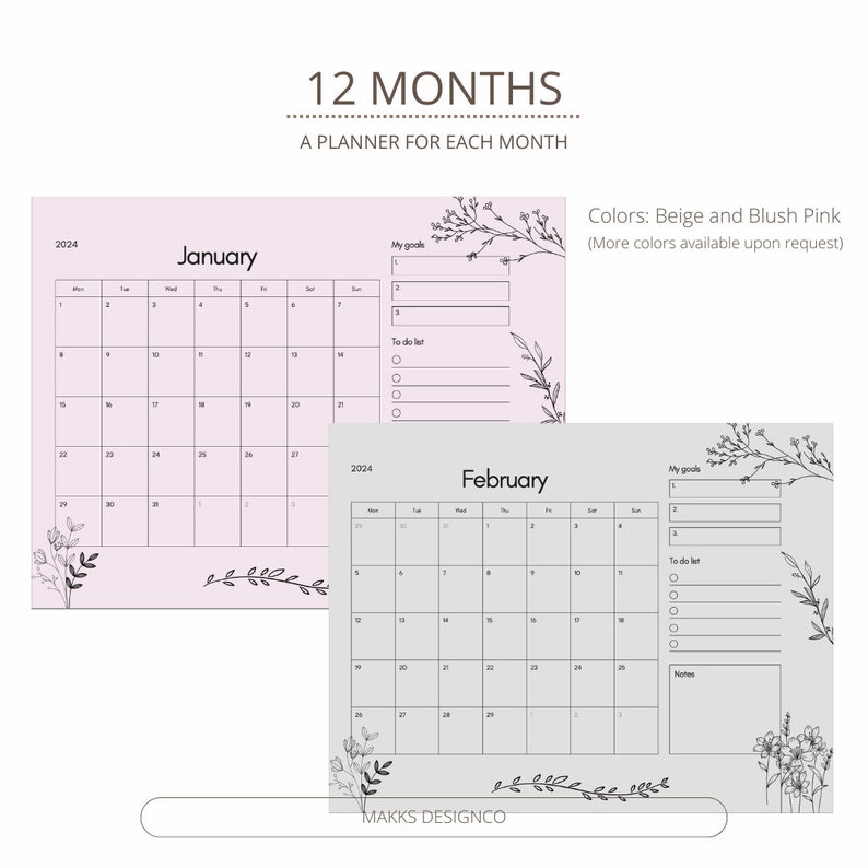 Editable 2024 Monthly Calendar, Back to School, Teacher Calendar, 12 ...