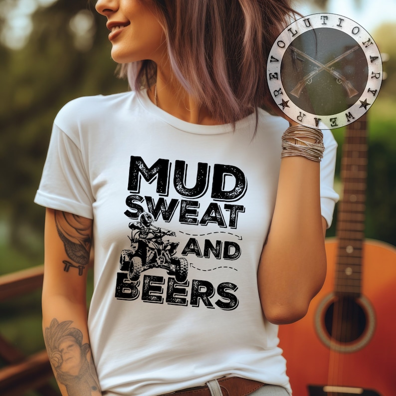 ATV Riding Quad Four Wheeler Mud Sweat and Beers Funny Shirt Unisex Mudding Trail Riding Poker ...