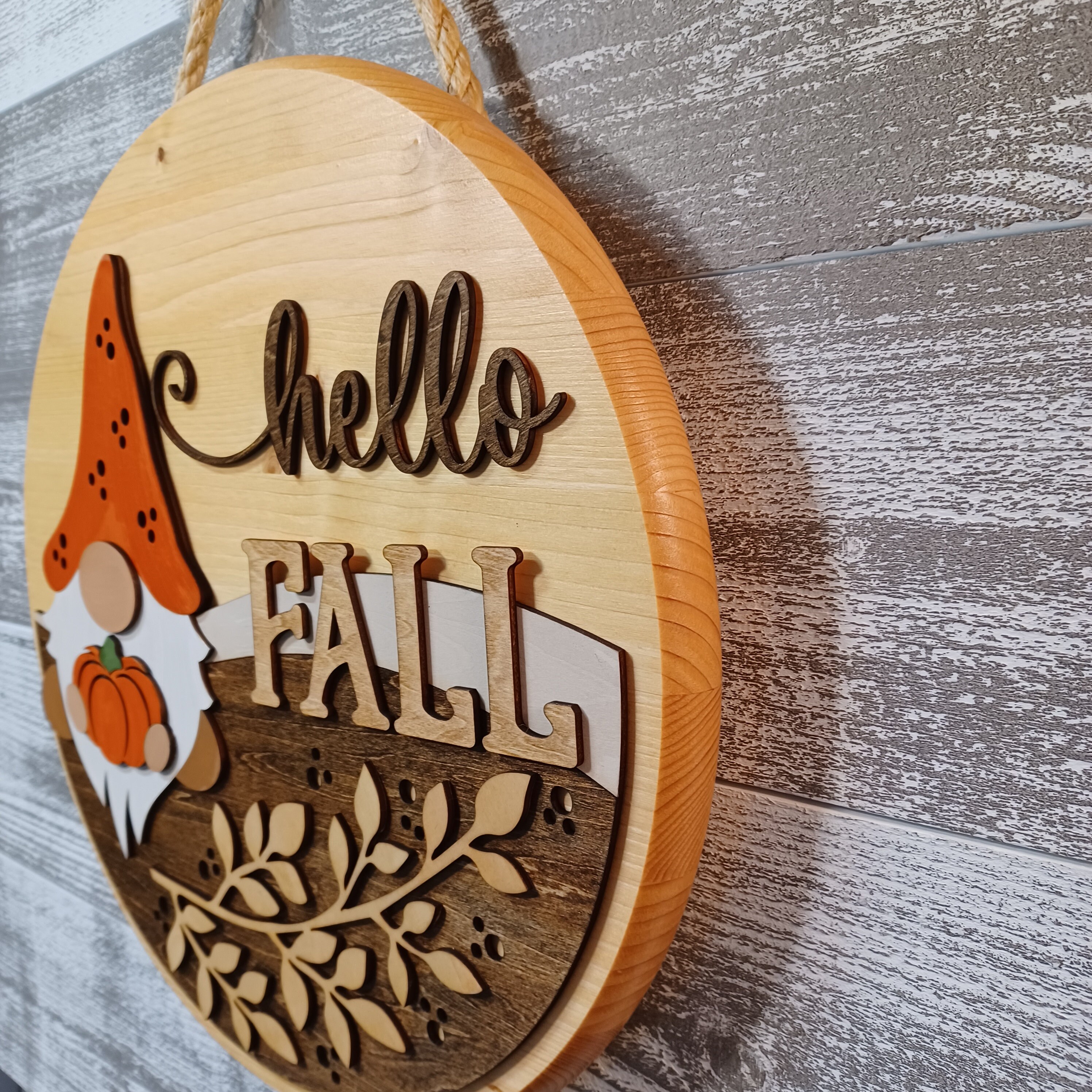 Hello Fall Gnome. Wood Welcome Sign and Door Hanger. Farmhouse Decor ...