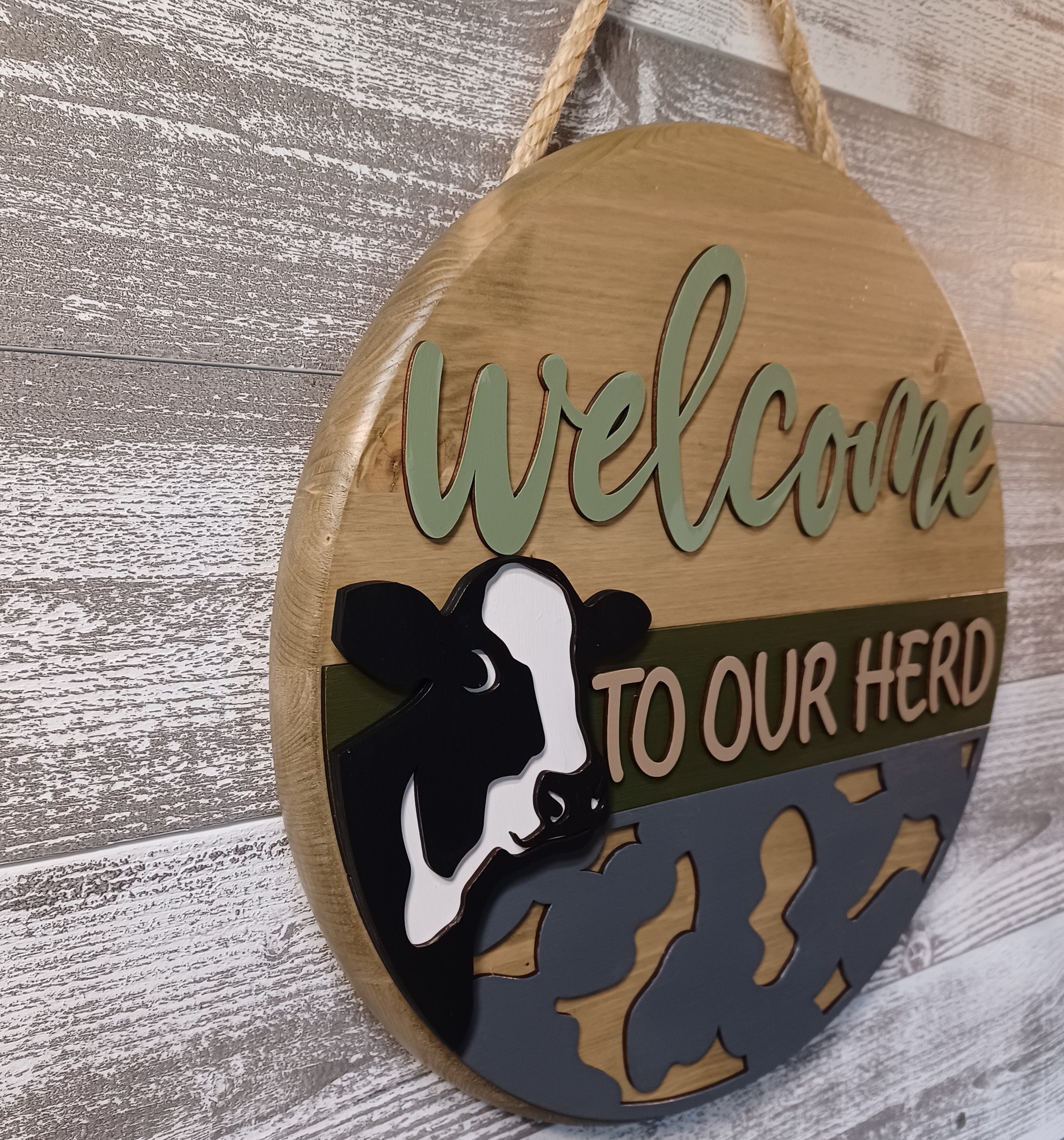 Welcome to Our Herd Cow. Wood Welcome Sign and Door Hanger. Farmhouse ...