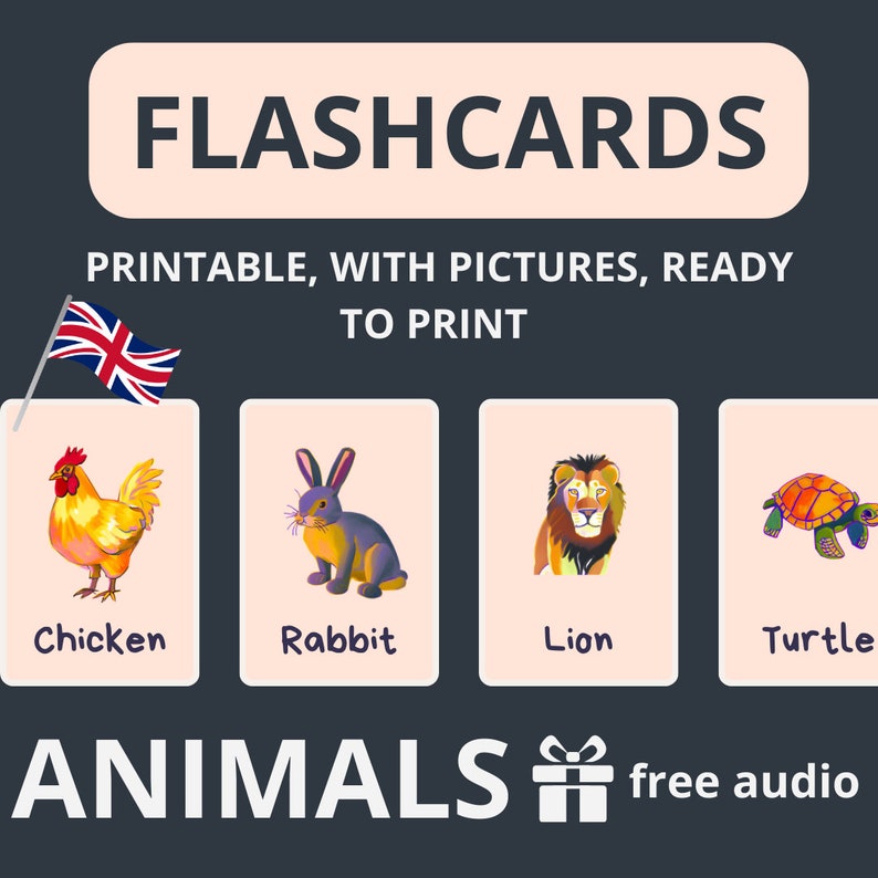 Animals Flashcards, Animals Flashcards Printable, Animal Flashcards for ...