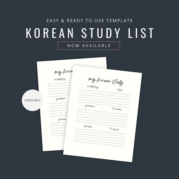 Korean Study Planner - Etsy
