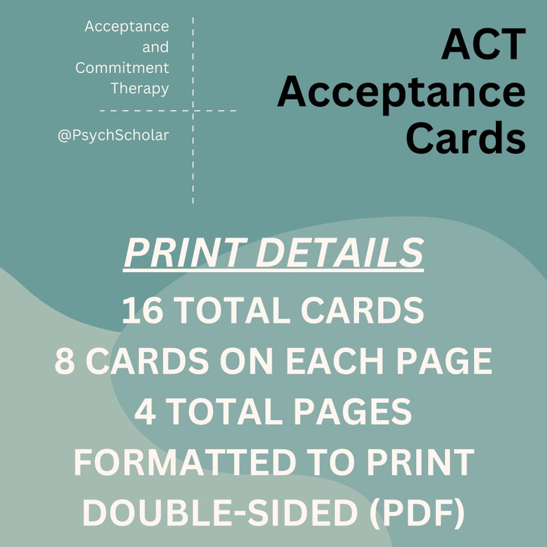 Emotional Acceptance Strategy Cards (16): Acceptance and Commitment ...
