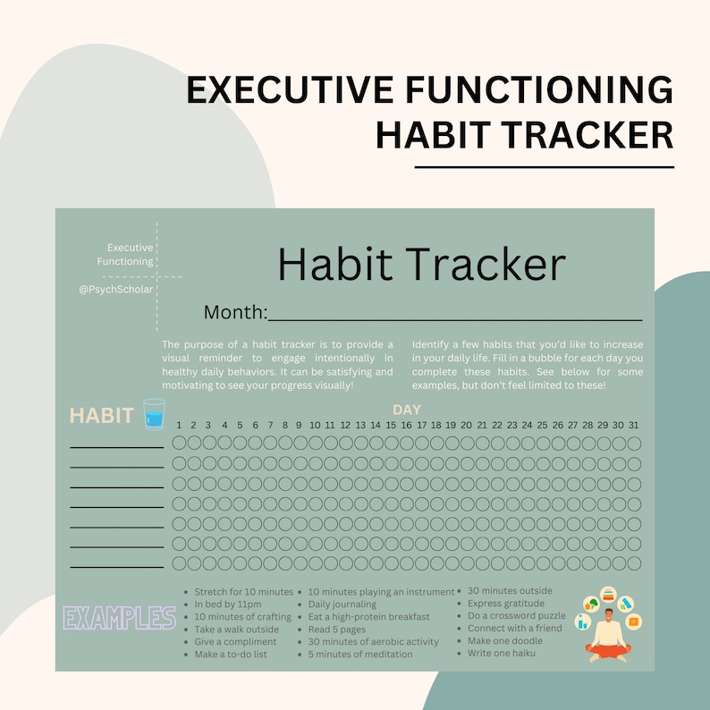 Executive Functioning Worksheet Bundle: ADHD, Autism, EF, Habit Tracker ...