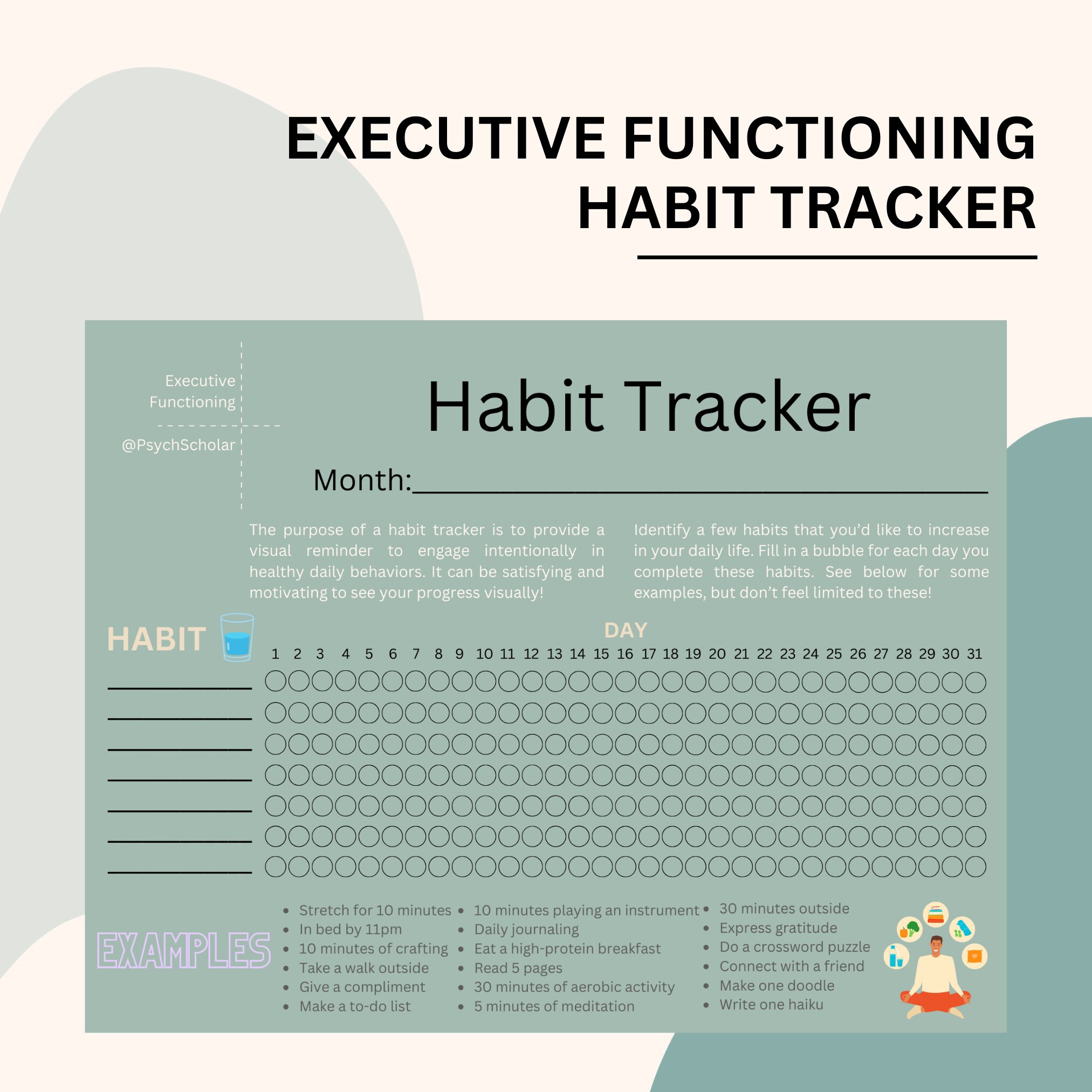 Executive Functioning Worksheet Bundle: ADHD, Autism, EF, Habit Tracker ...