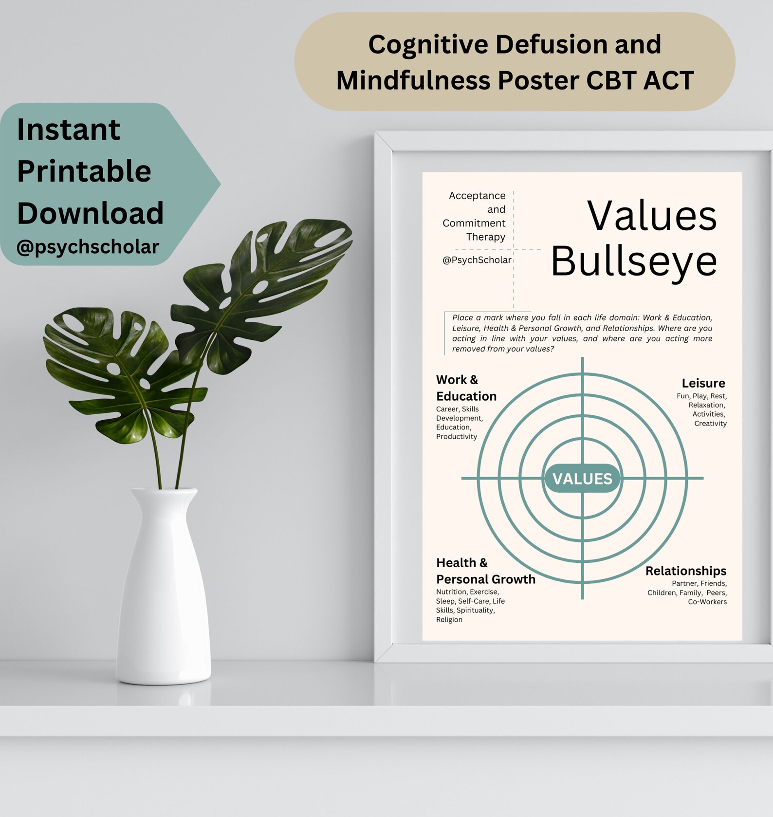ACT Worksheet Bundle: Acceptance and Commitment Therapy Bullseye ...
