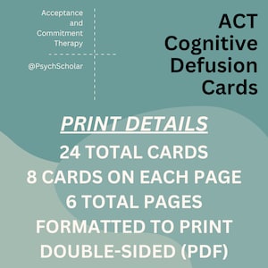 Cognitive Defusion Strategy Cards: ACT CBT Mindfulness Tools (printable ...