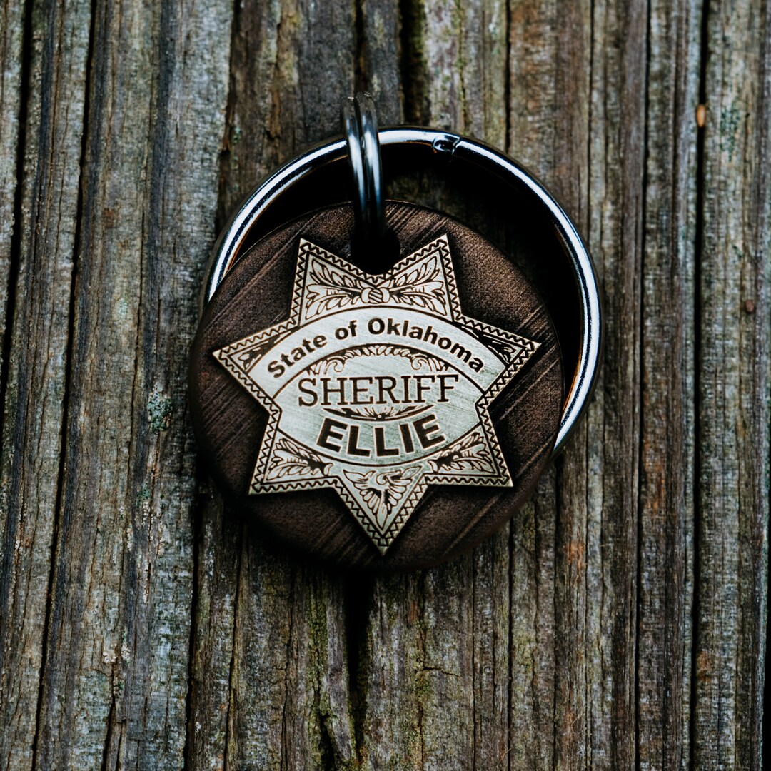 Sheriff Badge Dog Tag | Engraved | Copper | Personalized | Pet Cat Id ...