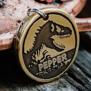 Jurassic Park Dog Tag | Engraved | Copper | Personalized | Pet Id Tag ...