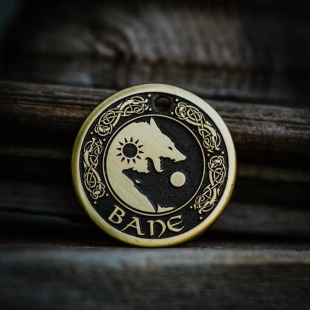 Tribal Wolf Dog Tag Engraved Copper Personalized Pet Id Tag Cat Celtic ...