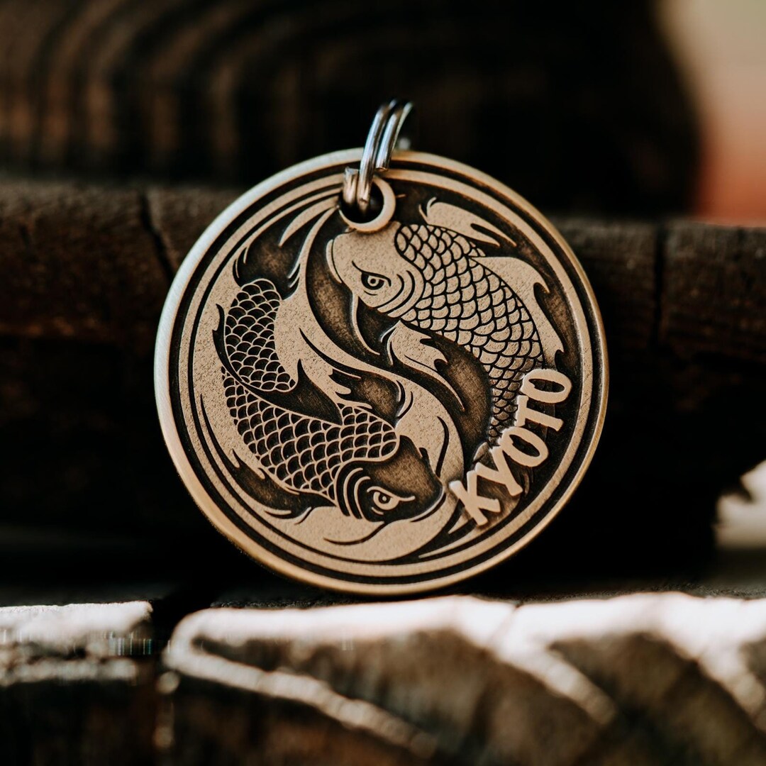 Koi Dog Tag | Engraved | Copper | Personalized | Pet Id Tag | Cat ...