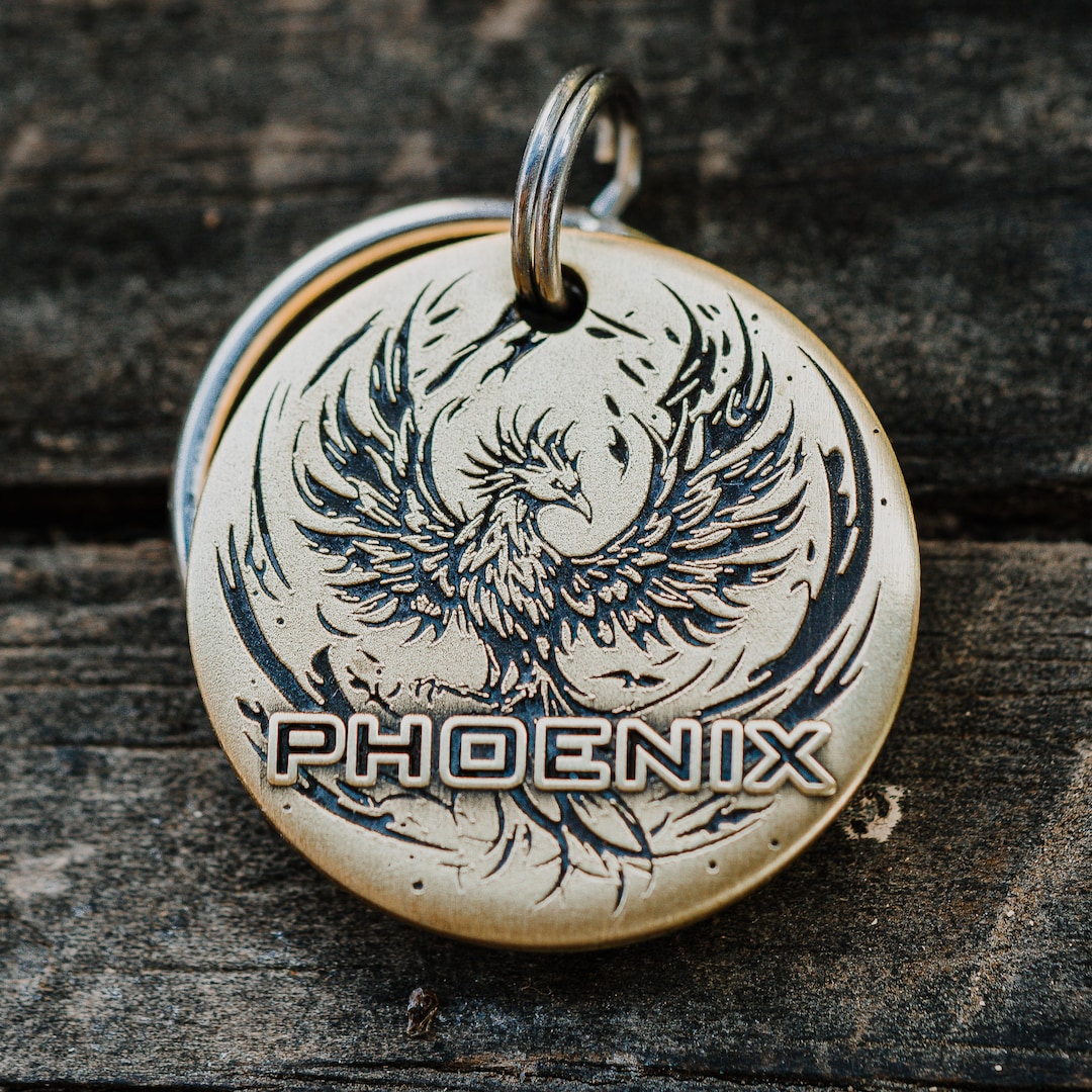 Phoenix Dog Tag | Engraved | Copper | Personalized | Pet Id Tag | Cat ...