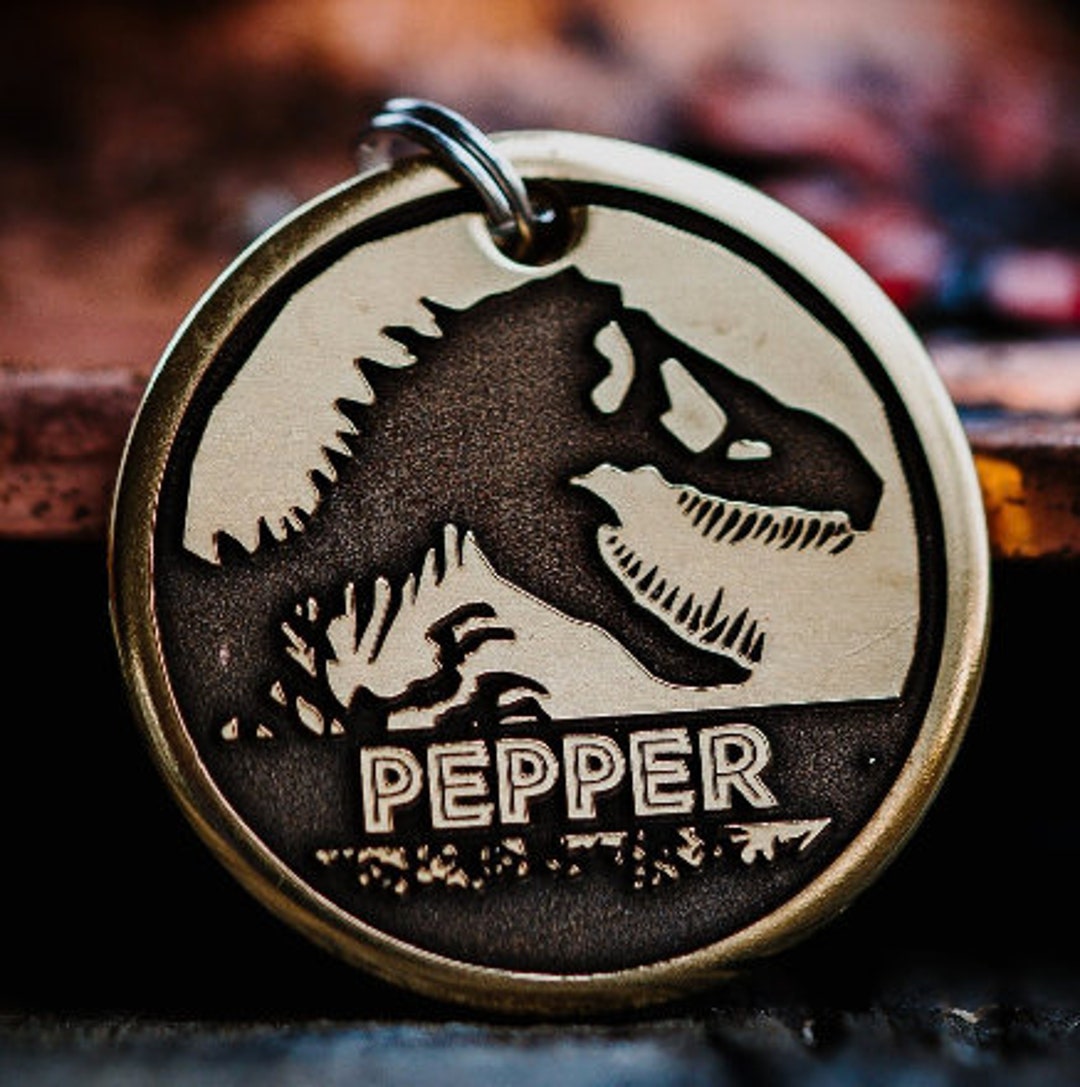 Jurassic Park Dog Tag Engraved Copper Personalized Pet Id Tag Cat ...