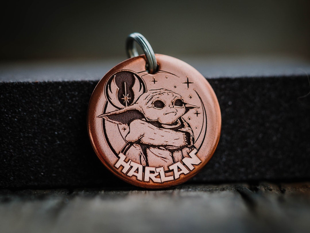 Baby Yoda Dog Tag | Engraved | Copper | Personalized | Pet Id Tag | Cat ...