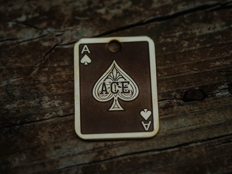 Ace of Spades Pet ID Tag Your Design Engraved Logo Brass - Etsy