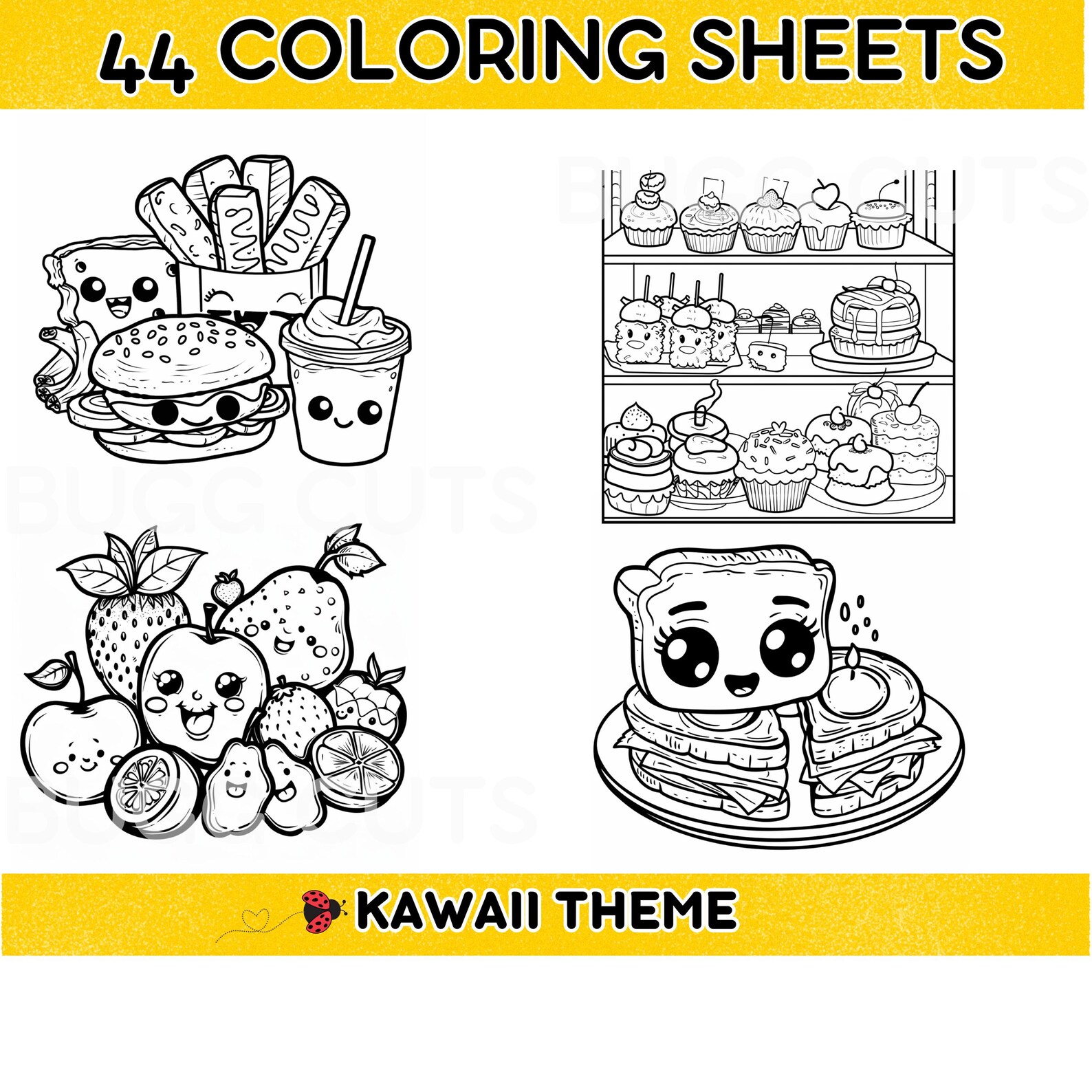 Kawaii Theme Coloring Pages, Coloring Pages for Kids, Worksheets for ...