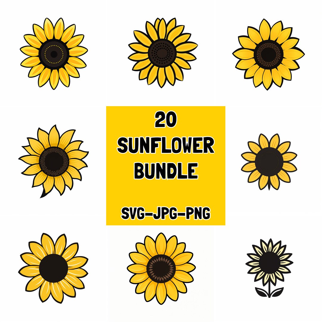 Sunflower Svg Bundle Cut Files for Cricut and Silhouette, Sunflower Png ...