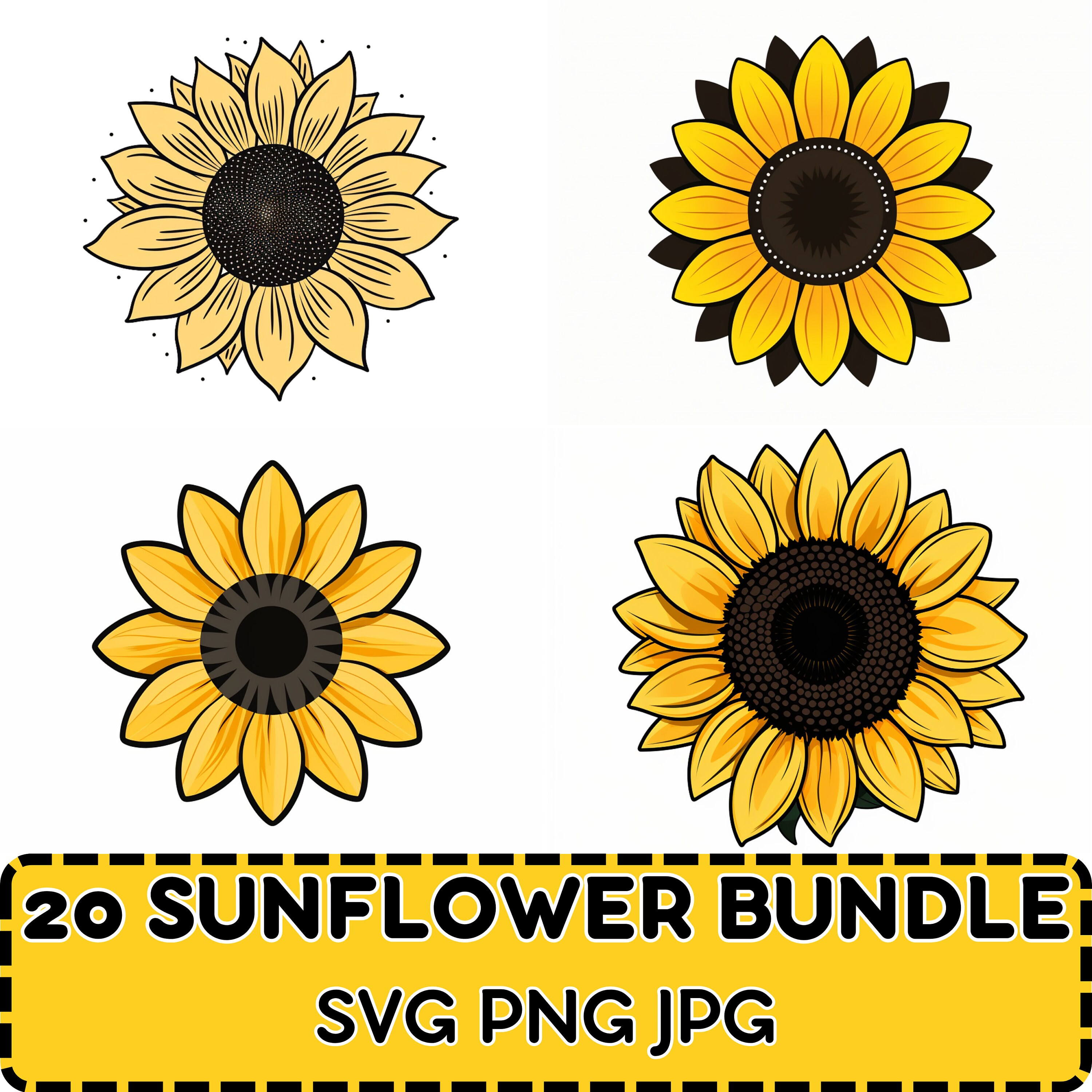 Sunflower Svg Bundle Cut Files for Cricut and Silhouette, Sunflower Png ...