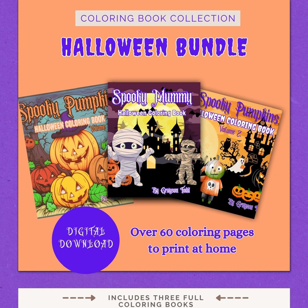 Halloween Bundle: Coloring Pages for Adults. 3 Full Coloring Books ...
