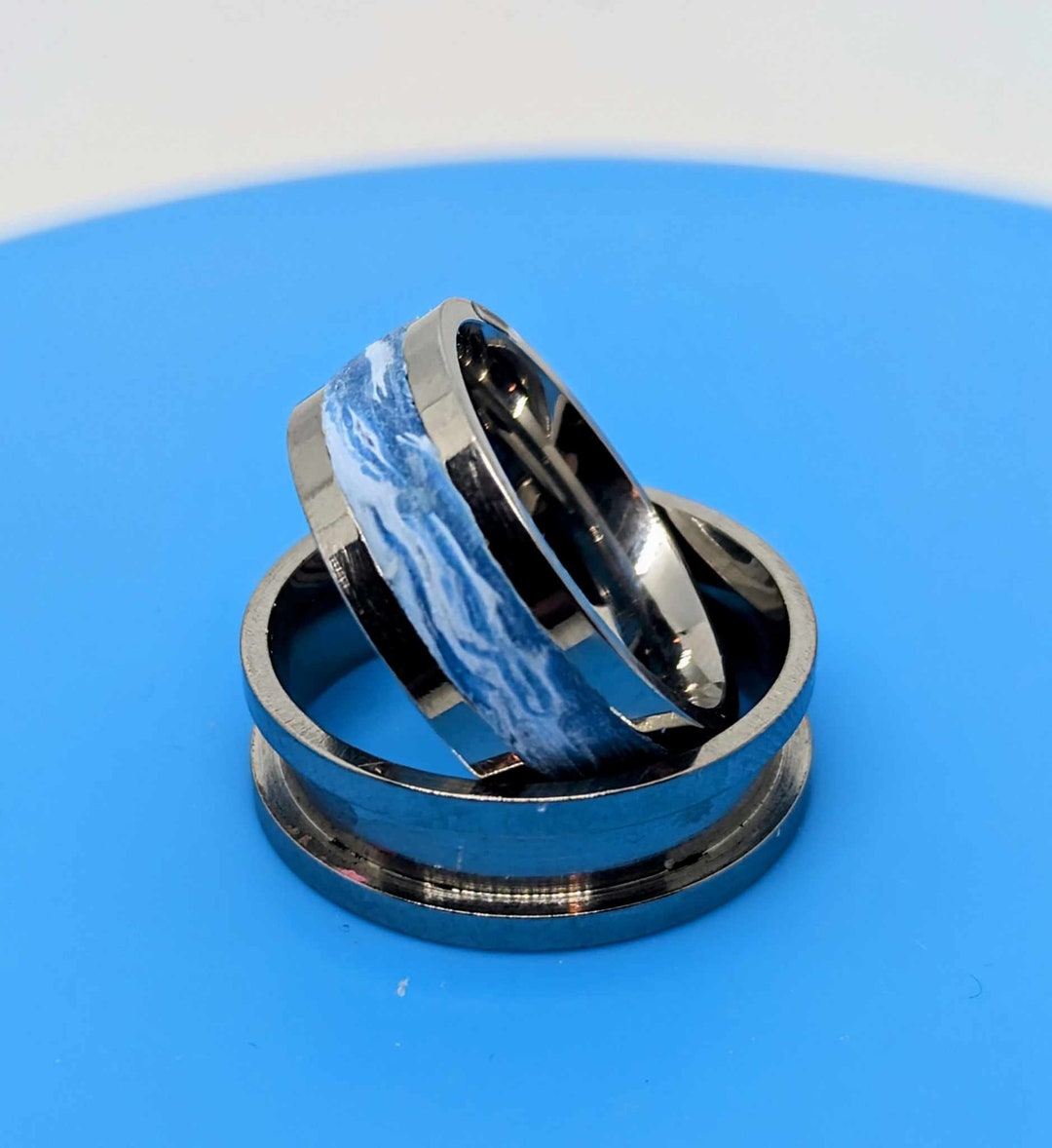 Hand-crafted Marbled Clay Stainless Steel Ring. Size 8 - Etsy