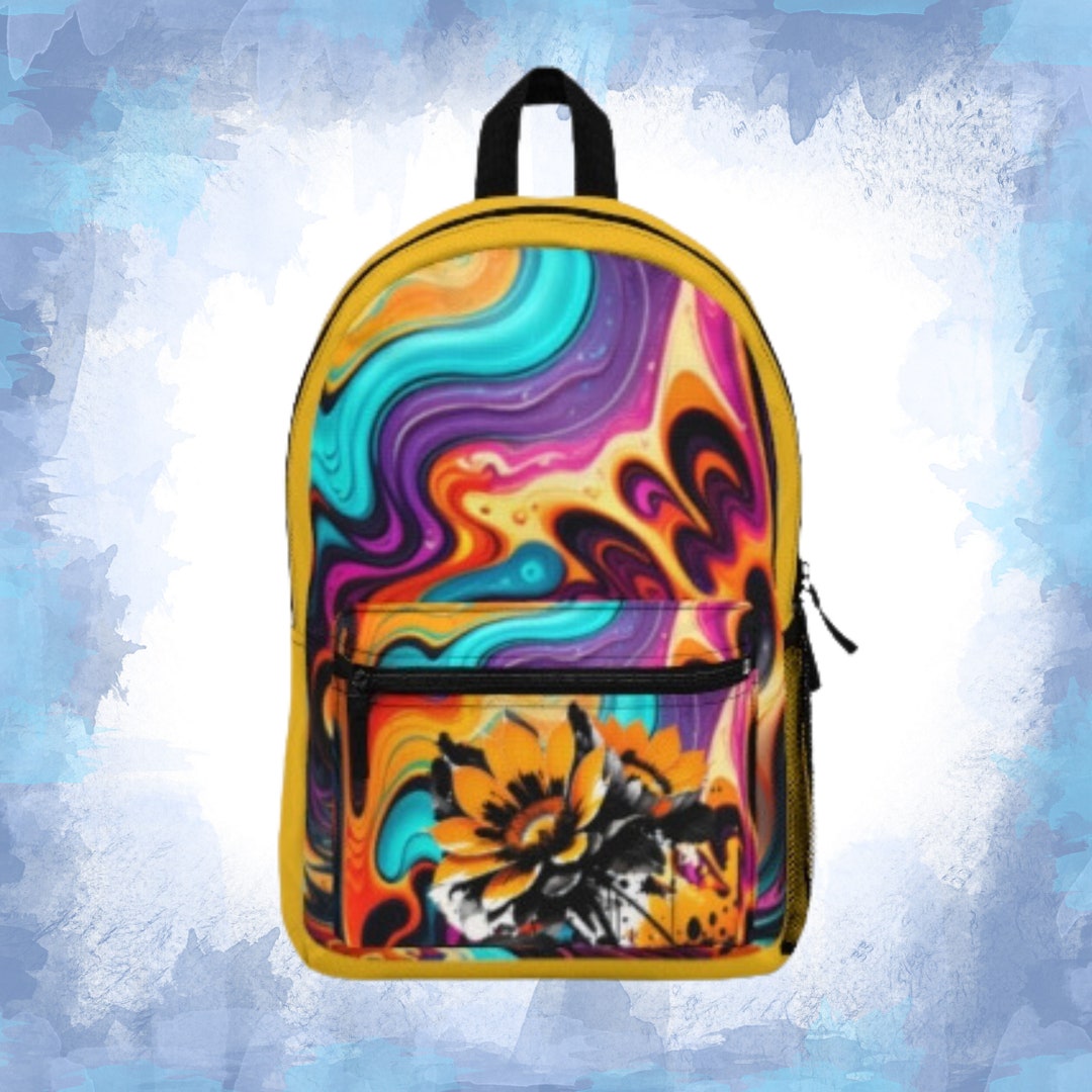 Colorful Chaos: Vibrant Abstract Backpack for Artistic Adventures ...