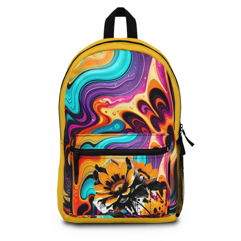 Colorful Chaos: Vibrant Abstract Backpack for Artistic Adventures ...