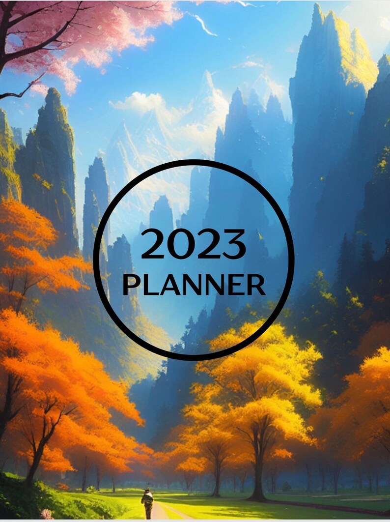 2023 Digital Calendar Planner With Beautiful Scenery Art, Printable ...
