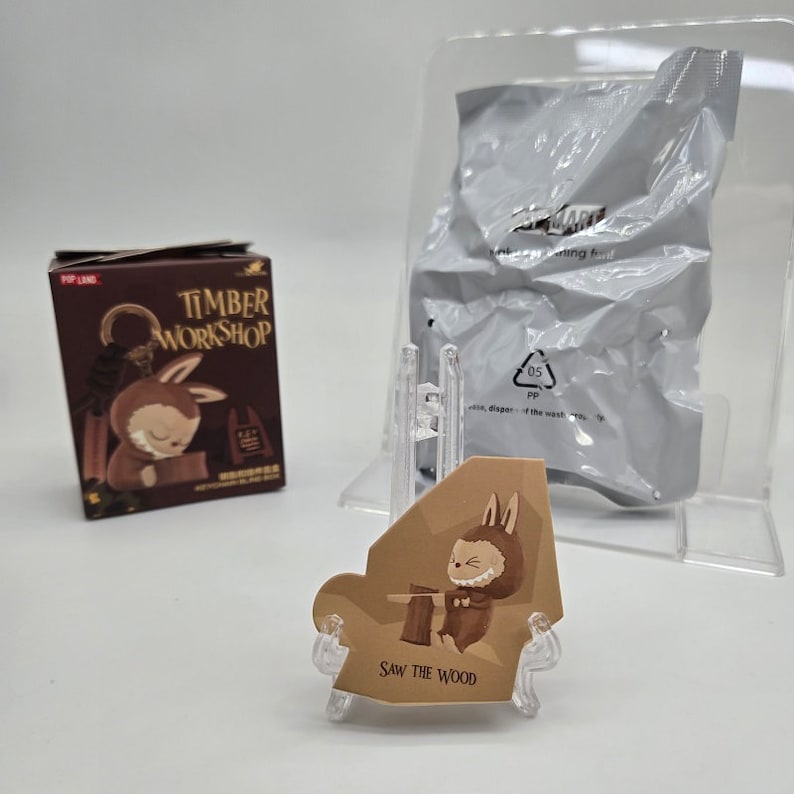 POPMART 3 POPLAND Labubu Keychain Blind Box W/coa saw the Wood 1pc New ...