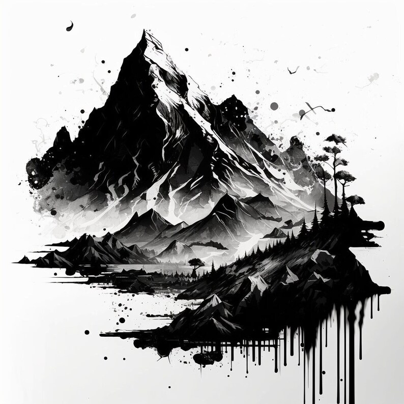 Ink Mountain Escape PRINTABLE ART DOWNLOAD - Etsy