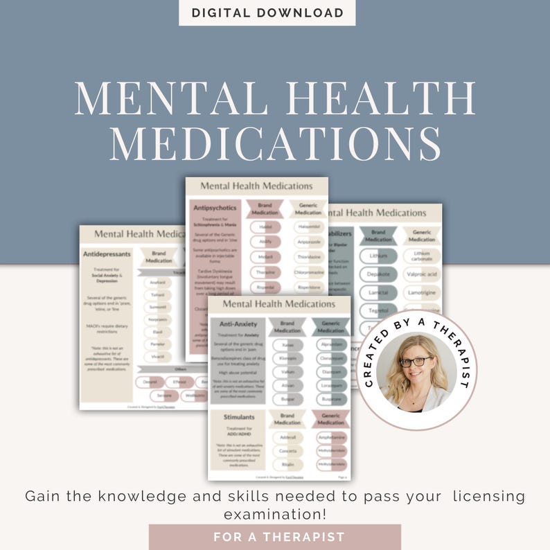 Mental Health Medications Cheat Sheet, Study Guide – Printable Psych ...