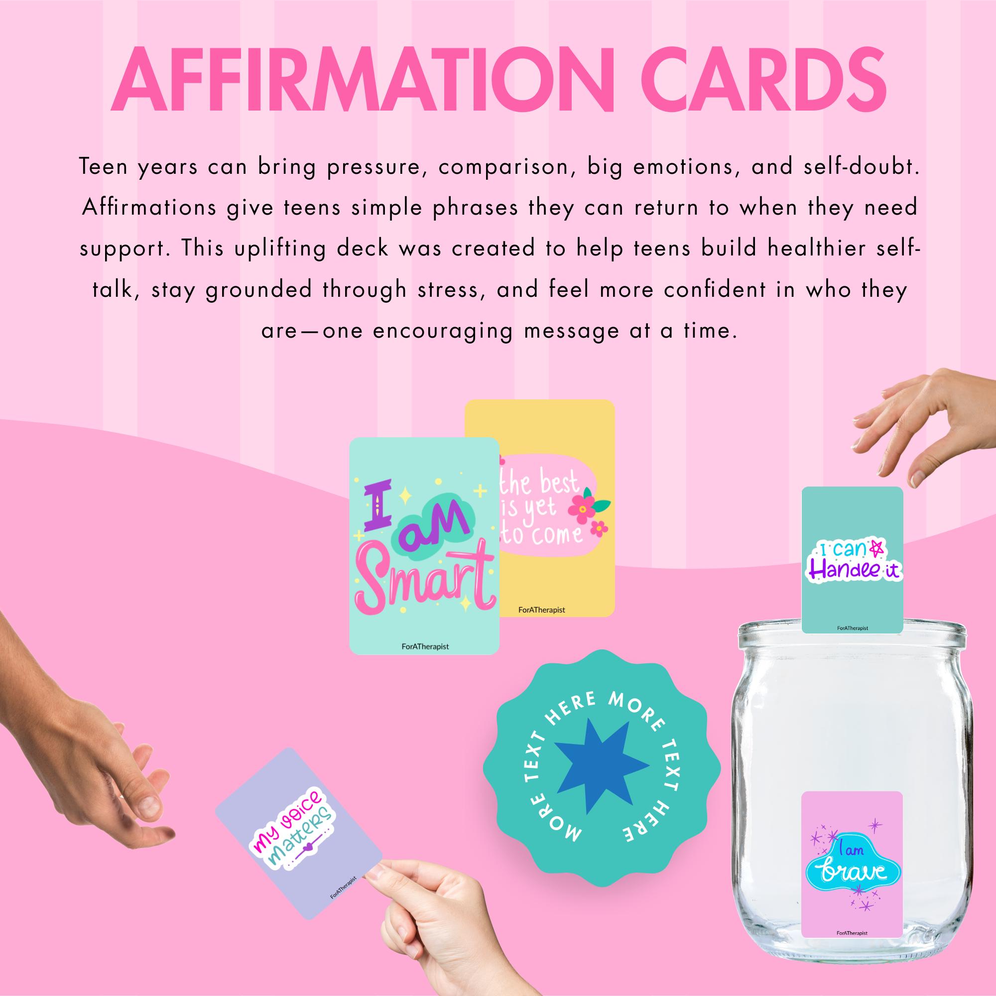 Teen Affirmation Cards Printable | Positive Self Talk Cards for Teens ...
