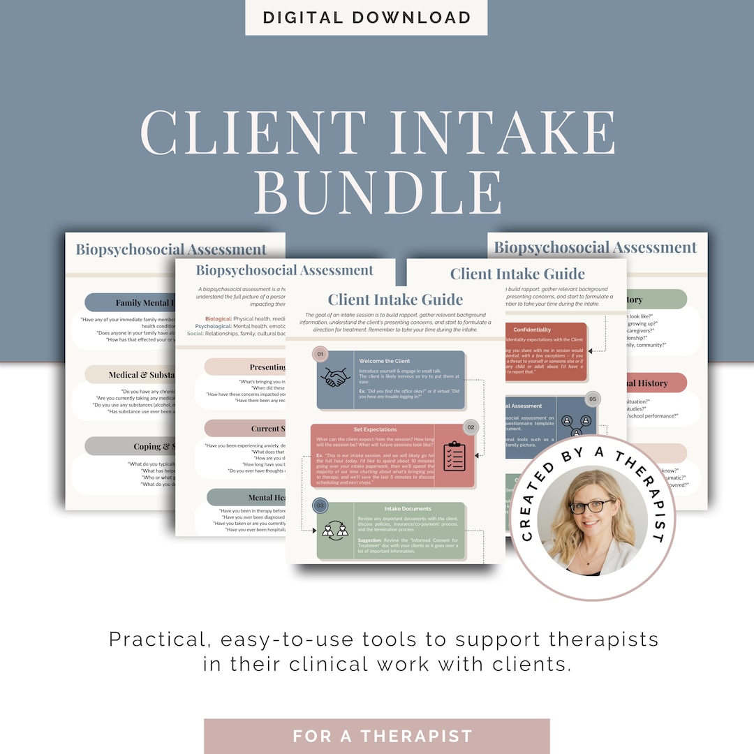 Therapy Intake Forms Bundle | Fillable Client Intake + Biopsychosocial ...