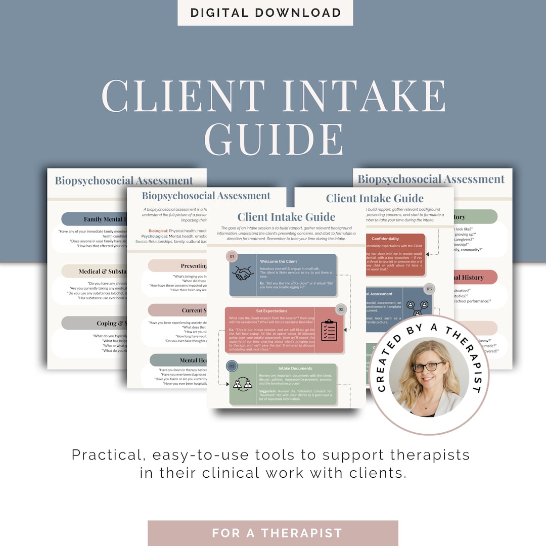 Therapy Intake Guide | Client Forms, Biopsychosocial Assessment ...