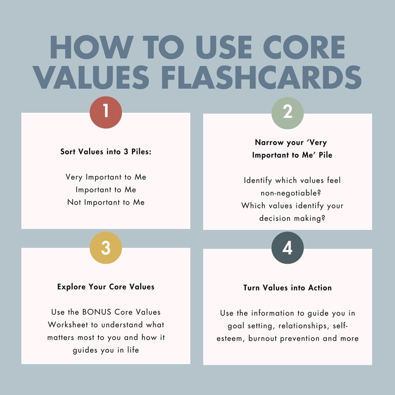 Core Values Flashcards Printable | Values Sorting Cards | Couples ...