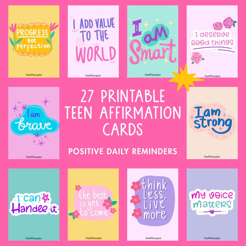 Teen Affirmation Cards Printable | Positive Self Talk Cards for Teens ...