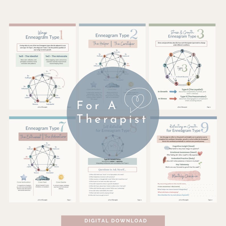 Enneagram Worksheet Bundle for Therapy & Coaching, Personality Types 1 ...