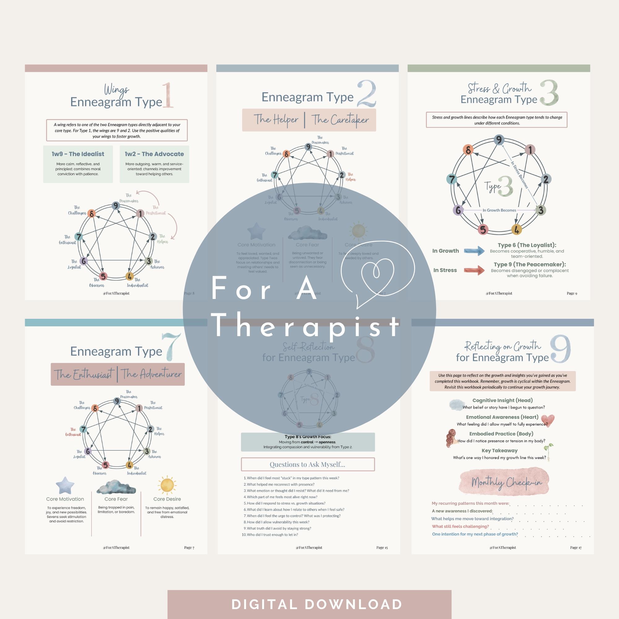 Enneagram Worksheet Bundle for Therapy & Coaching, Personality Types 1 ...