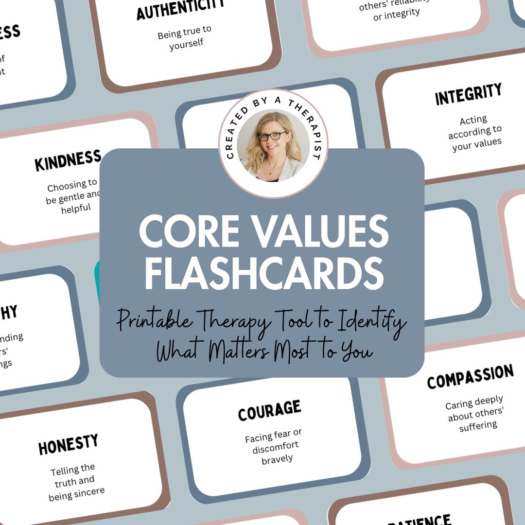 Core Values Flashcards Printable | Values Sorting Cards | Couples ...