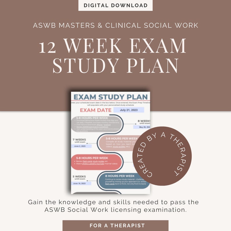 LMSW LCSW Exam 12-week Study Plan: Social Work License Prep (PDF ...