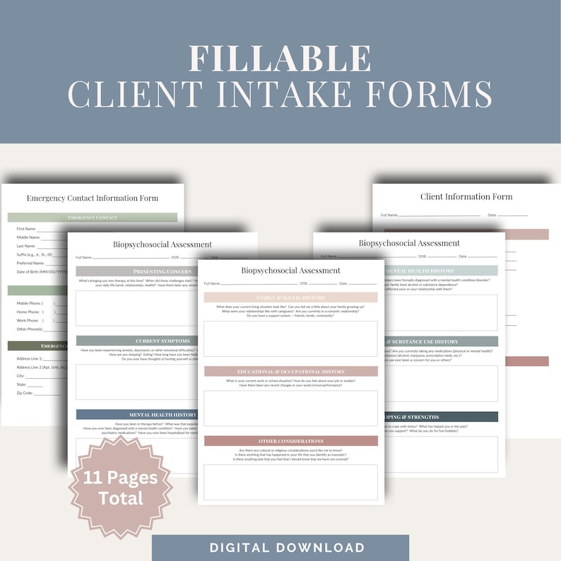 Therapy Intake Bundle | Client Forms, Biopsychosocial Assessment ...