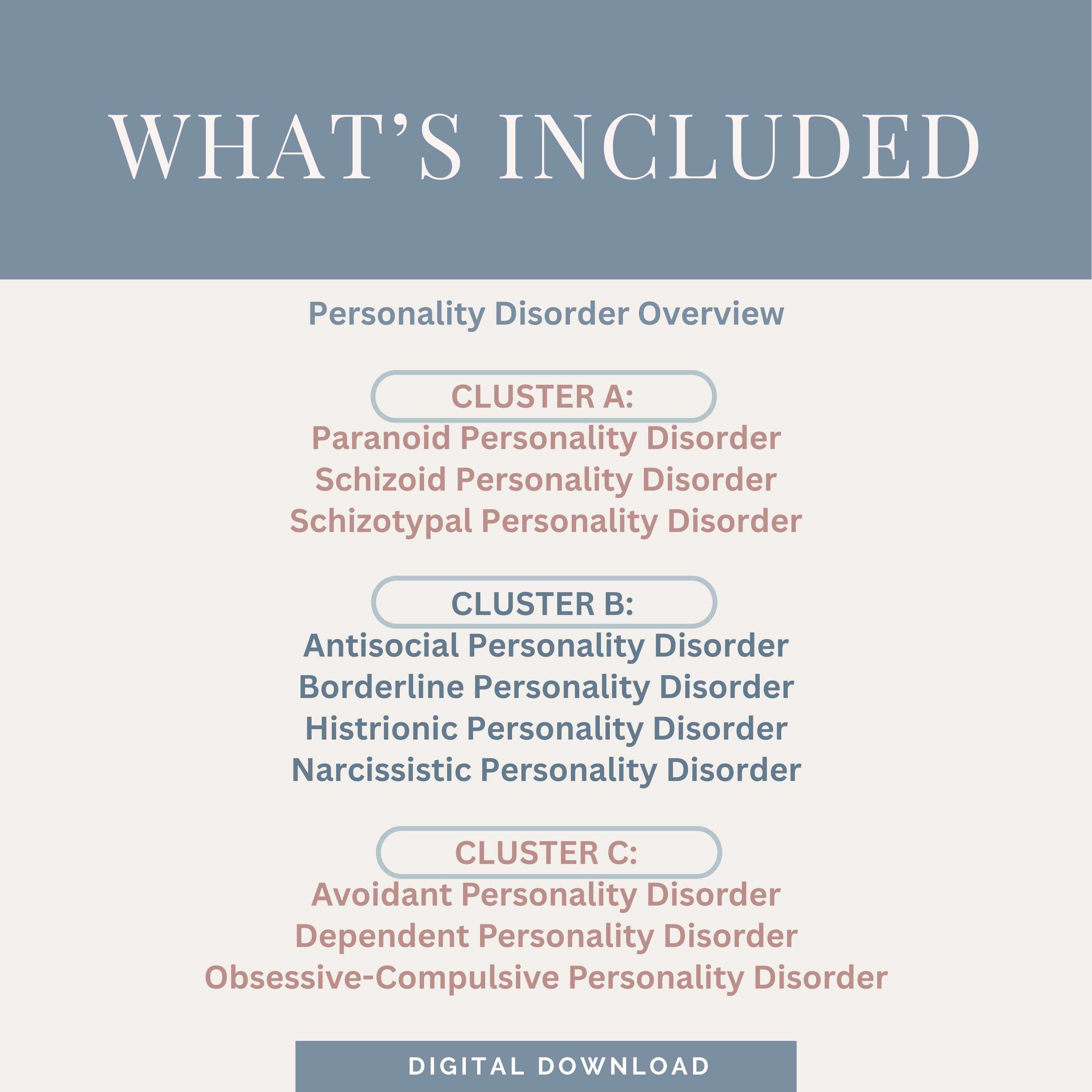 Personality Disorders – DSM-5 DSM-5TR | Cheat Sheet | Therapy Handout ...